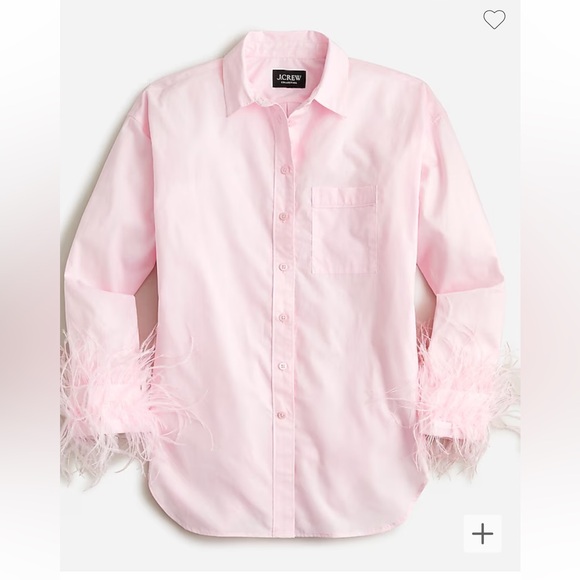 J. Crew | Tops | J Crew Collection Feather Trim Button Down Shirt ...